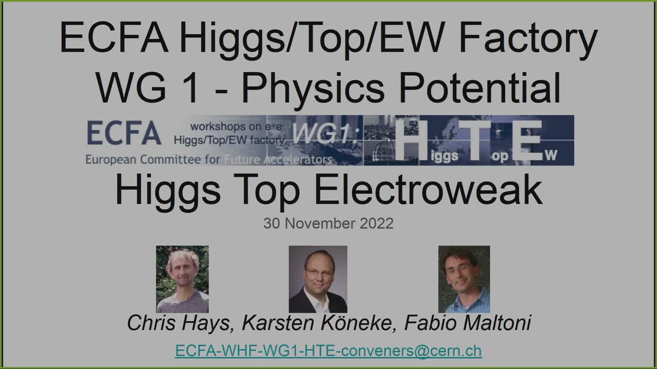 ECFA Higgs/Top/Electroweak - an overview (10'+4') - CERN Document Server