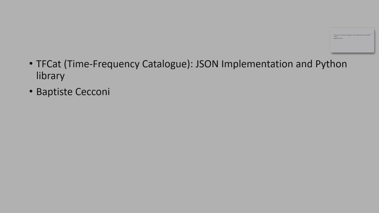 TFCat (Time-Frequency Catalogue): JSON Implementation and Python ...