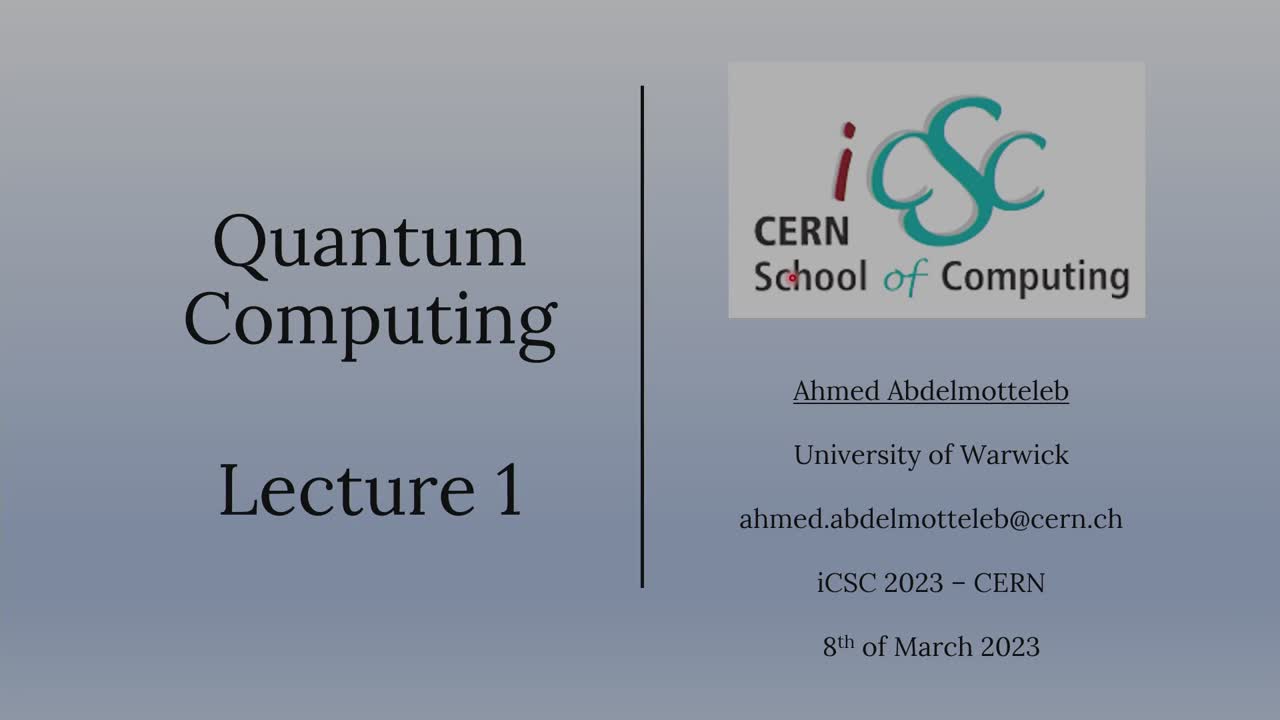 Quantum Computing (1/2) - CERN Document Server