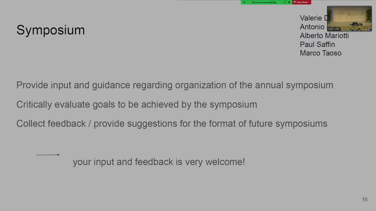 Symposium Task Force - CERN Document Server