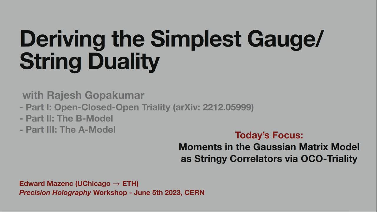 Deriving the Simplest Gauge-String Duality - CERN Document Server