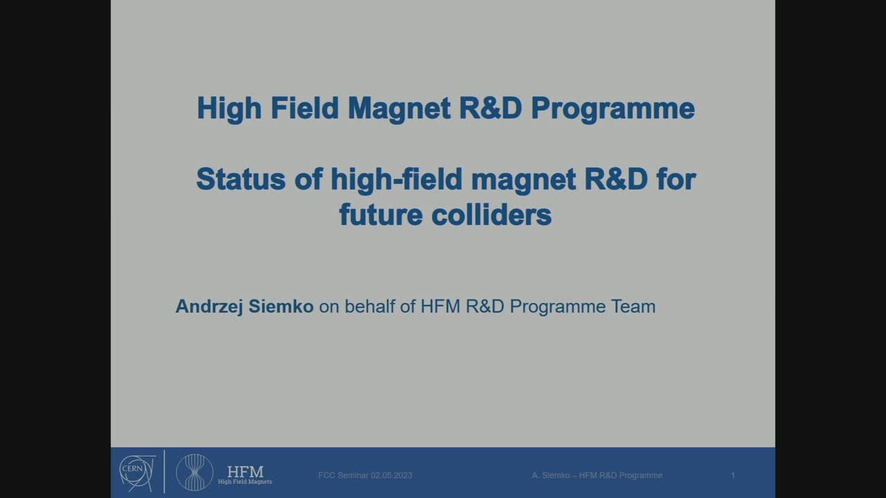 Status of high-field magnet R&D for future colliders - CERN Document Server