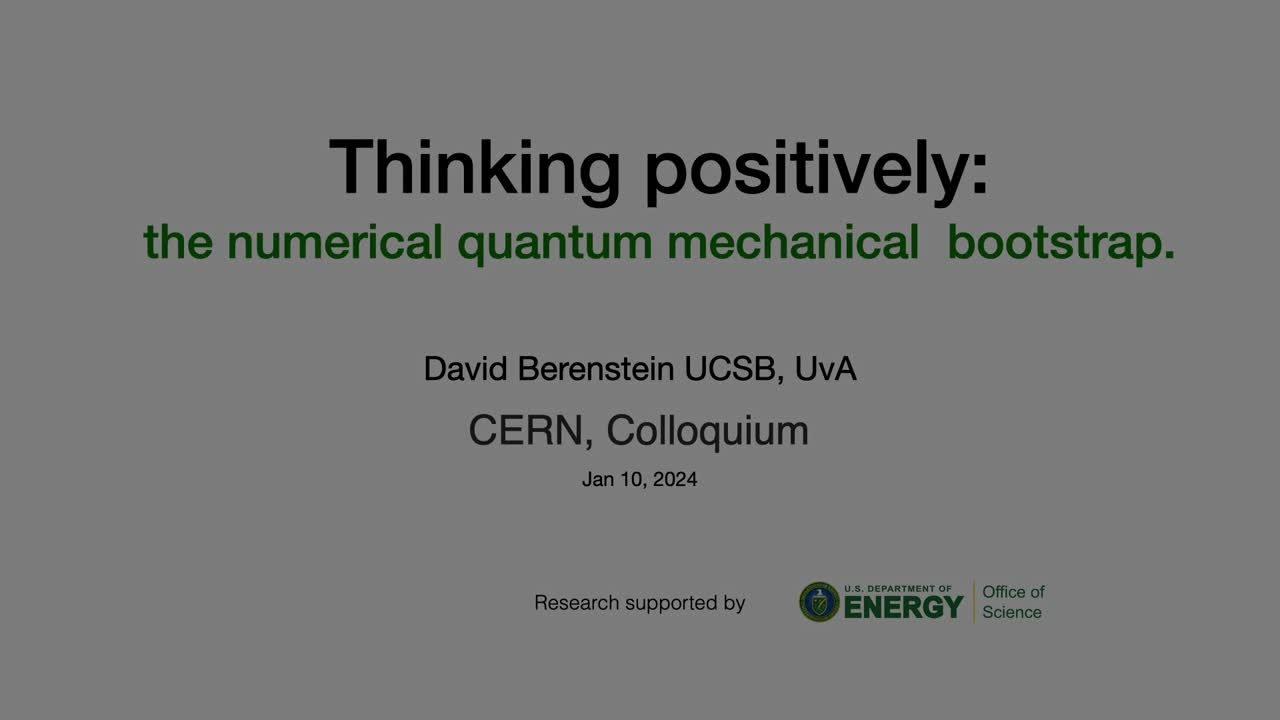 Thinking positively: the numerical quantum mechanical bootstrap - CERN Document Server