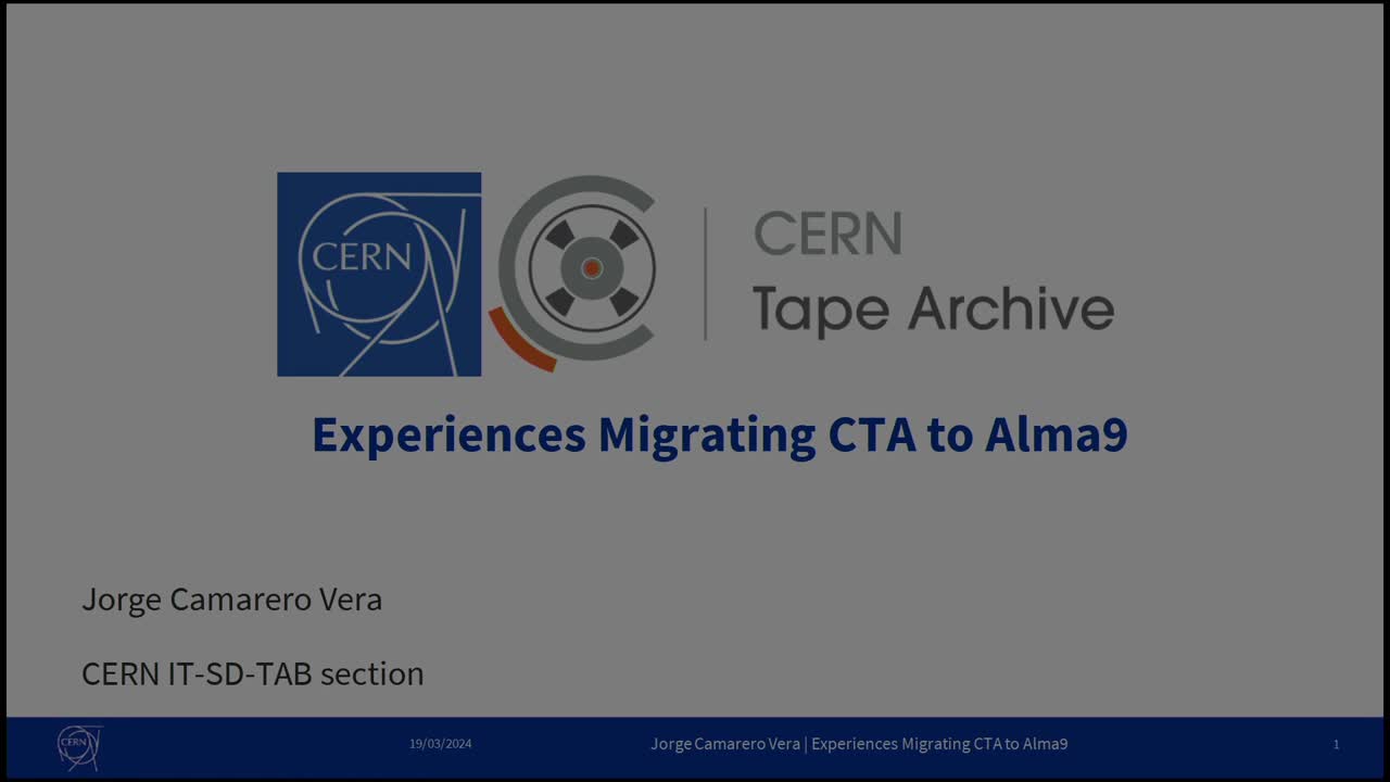 Experiences migrating CTA to Alma Linux 9 - CERN Document Server